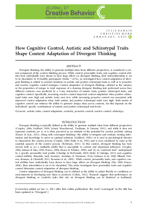 (PDF) How Cognitive Control, Autistic and Schizotypal Traits Shape ...