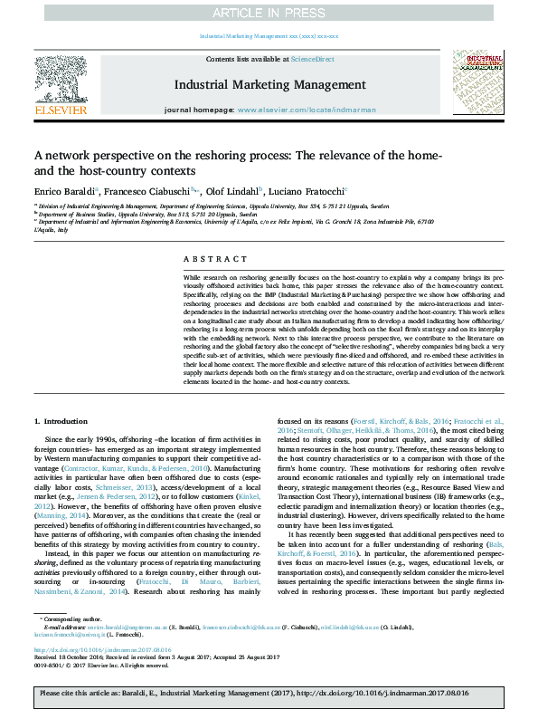 (PDF) A network perspective on the reshoring process: The relevance of the home- and the host ...