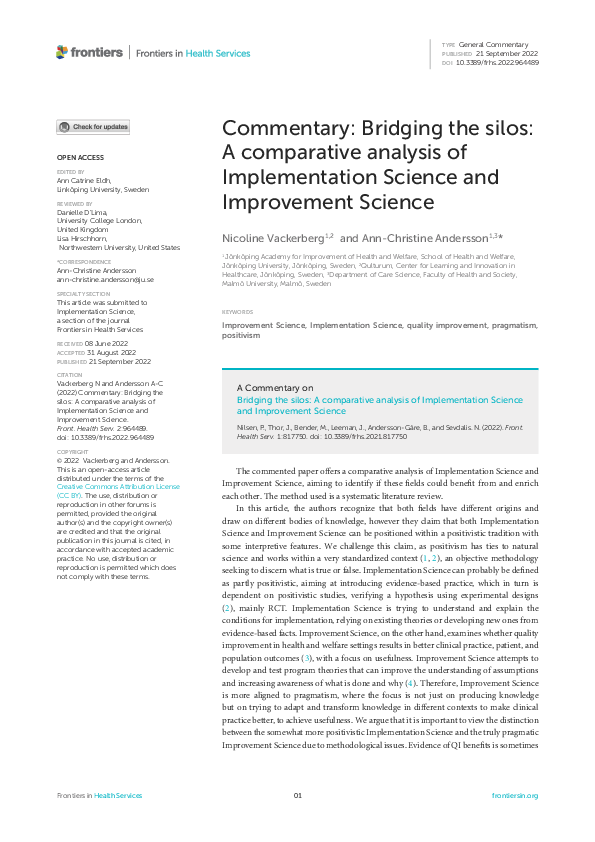 (PDF) Commentary: Bridging the silos: A comparative analysis of ...