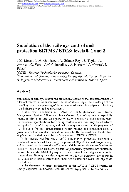 (PDF) Simulation Of The Railways Control And Protection ERTMS/ ETCS; Levels 0, 1 And 2 | Jose Mª ...
