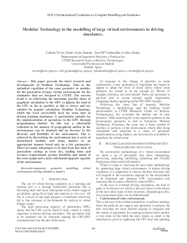 Pdf Modular Technology In The Modelling Of Large Virtual Environments In Driving Simulators