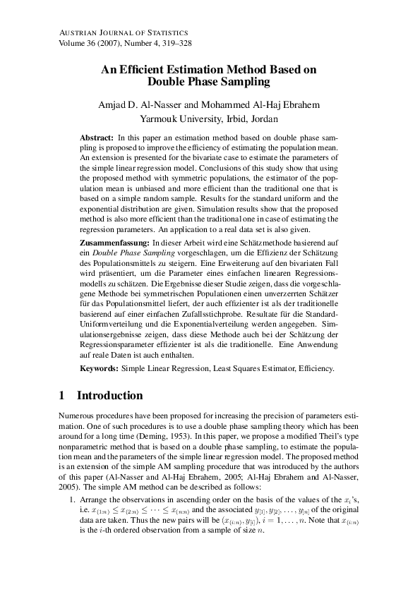(PDF) An Efficient Estimation Method Based on Double Phase Sampling