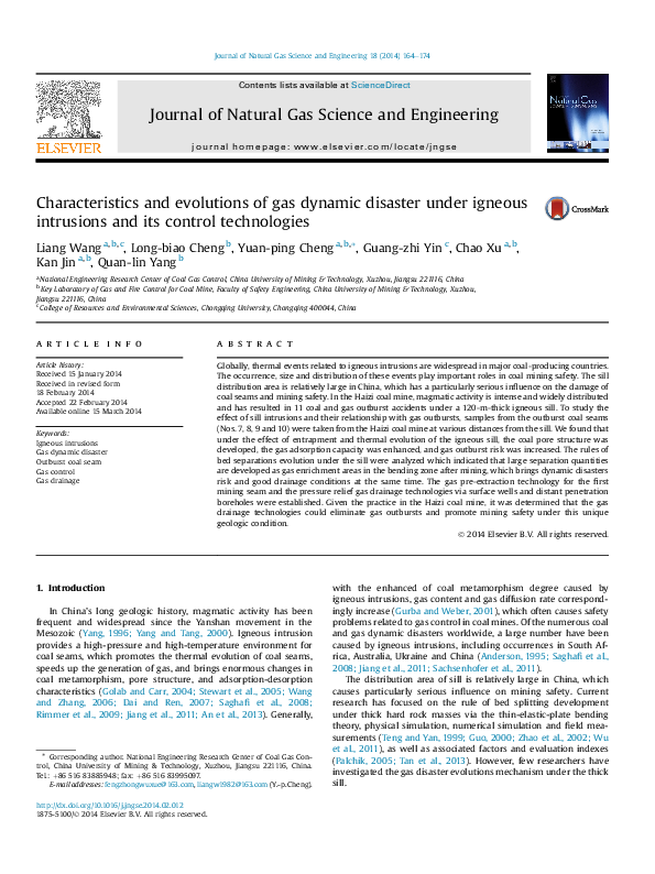 (PDF) Characteristics and evolutions of gas dynamic disaster under ...