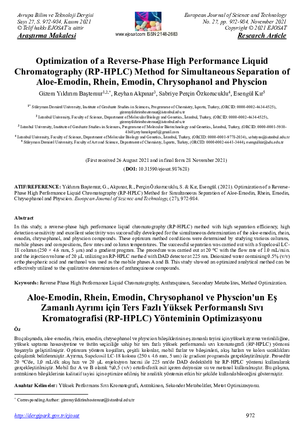 (PDF) Optimization of a Reverse-Phase High Performance Liquid Chromatography (RP-HPLC) Method ...