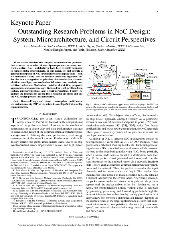 (PDF) Outstanding Research Problems in NoC Design: System, Microarchitecture, and Circuit ...