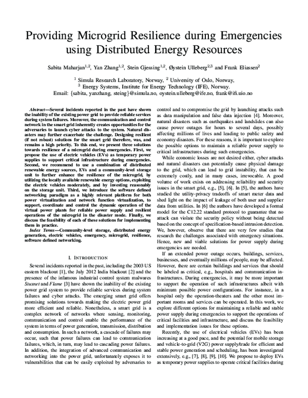 (PDF) Providing Microgrid Resilience during Emergencies Using ...