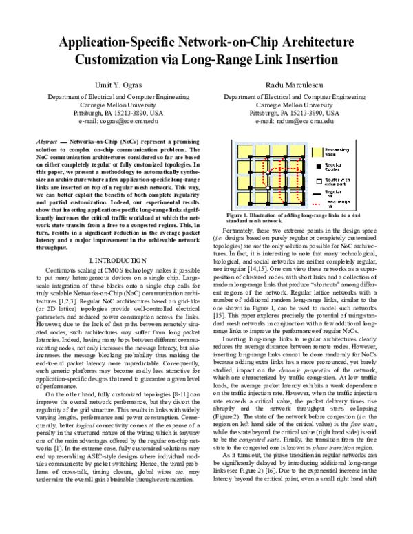 (PDF) Application-specific network-on-chip architecture customization via long-range link insertion