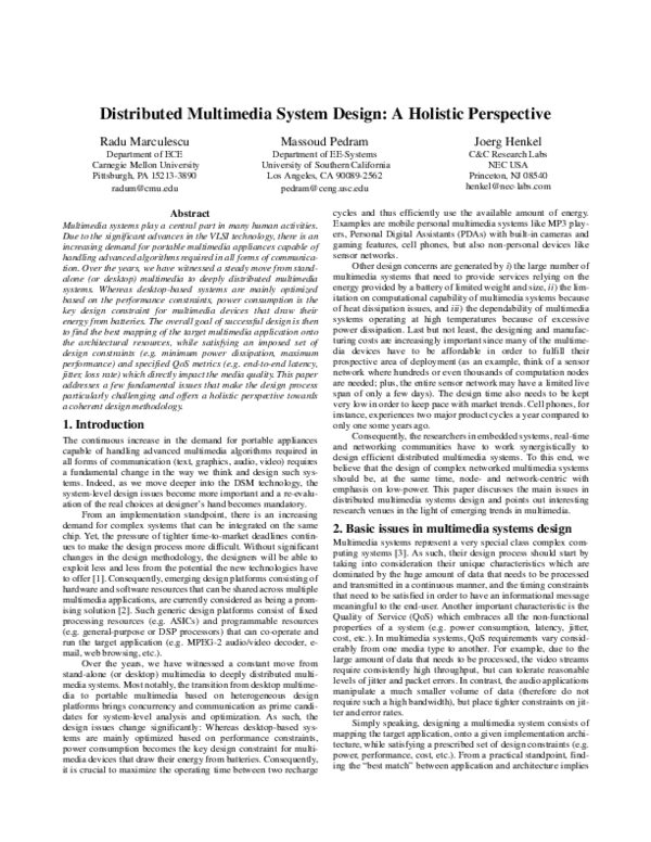 (PDF) Distributed multimedia system design: a holistic perspective
