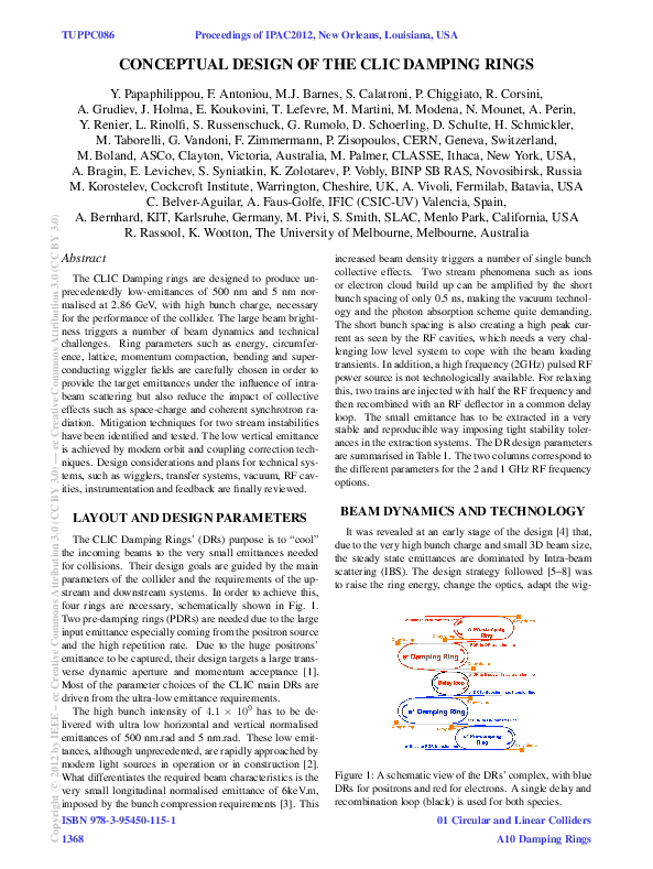 (PDF) Conceptual Design of the CLIC Damping Rings