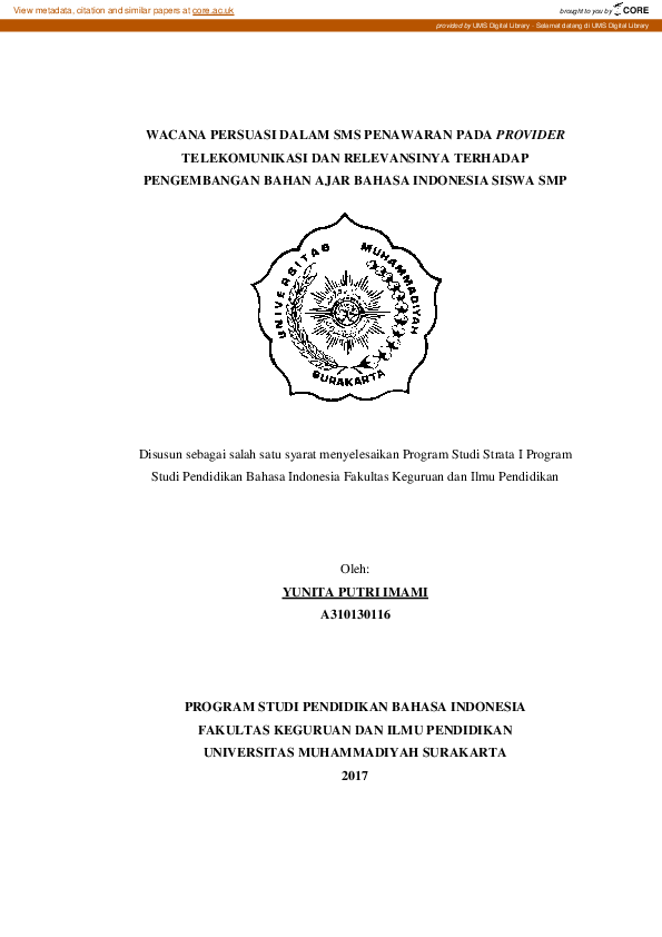 (PDF) Wacana Persuasi Dalam Sms Penawaran Pada Provider Telekomunikasi Dan Relevansinya Terhadap ...