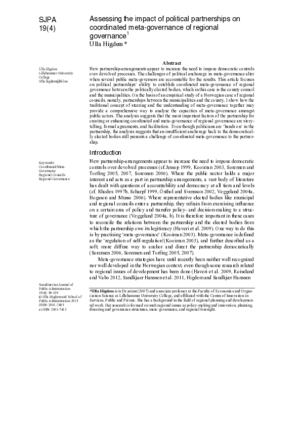 (PDF) Assessing the impact of political partnerships on coordinated ...