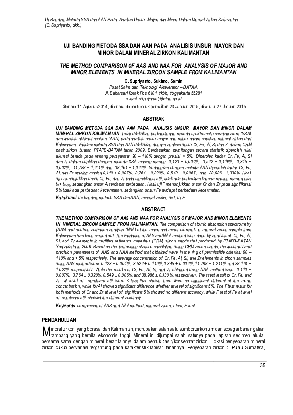 (PDF) Uji Banding Metode Ssa Dan Aan Pada Analisis Unsur Mayor Dan ...