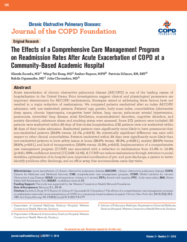 (PDF) Impact of Care Management on COPD Readmissions