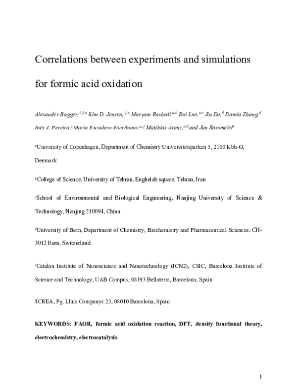 (PDF) Correlations between experiments and simulations for formic acid ...