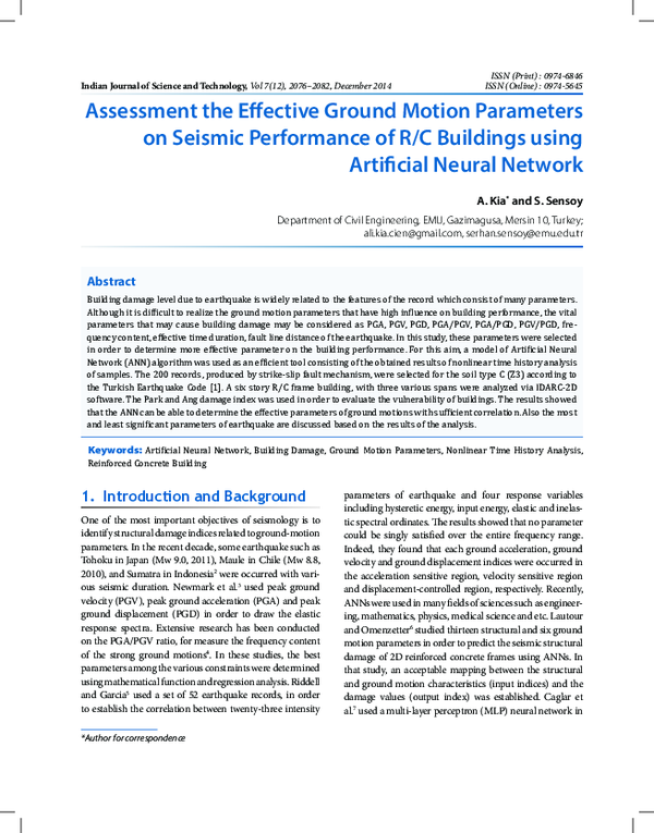 (PDF) Assessment the Effective Ground Motion Parameters on Seismic Performance of R/C Buildings ...