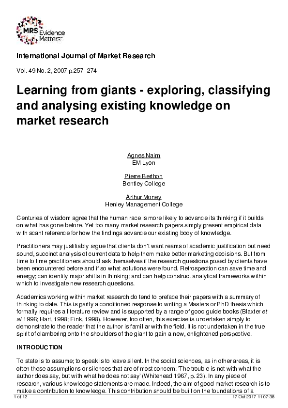 (PDF) Learning from Giants - Exploring, Classifying and Analysing ...