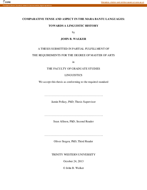 (PDF) Comparative Tense and Aspect in the Mara Bantu Languages: towards ...