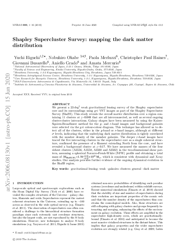 (PDF) Shapley supercluster survey: mapping the dark matter distribution