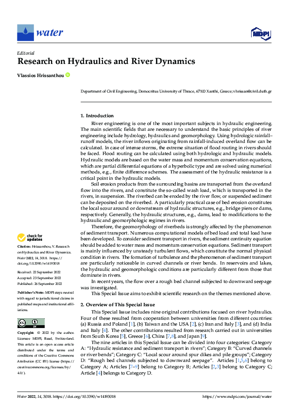 (PDF) Research on Hydraulics and River Dynamics