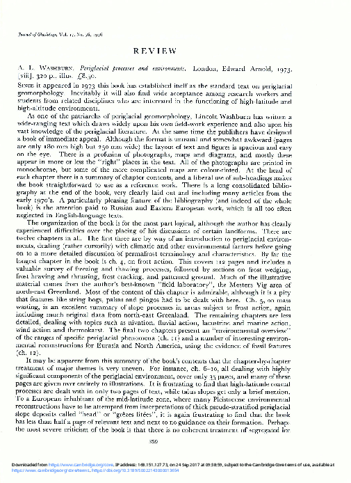 (PDF) A. L. Washburn. Periglacial processes and environments. London ...