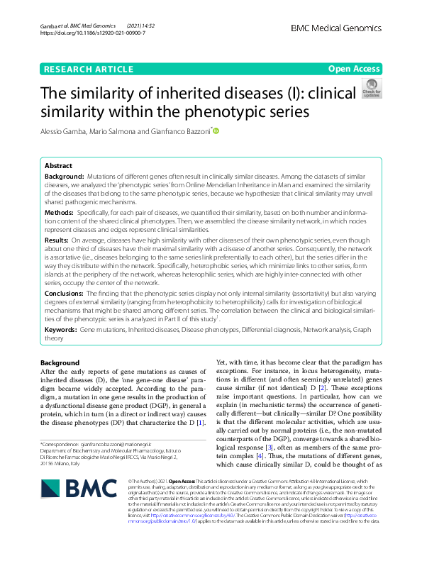 (PDF) Clinical Similarity in Inherited Diseases