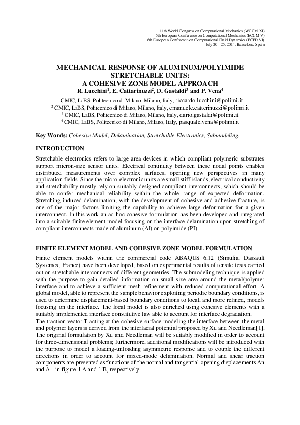 (PDF) Mechanical Response of Aluminum / Polyimide Stretchable Units : A ...