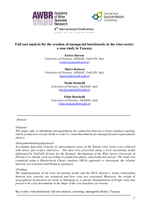 (PDF) Full cost analysis for the creation of managerial benchmarks in ...