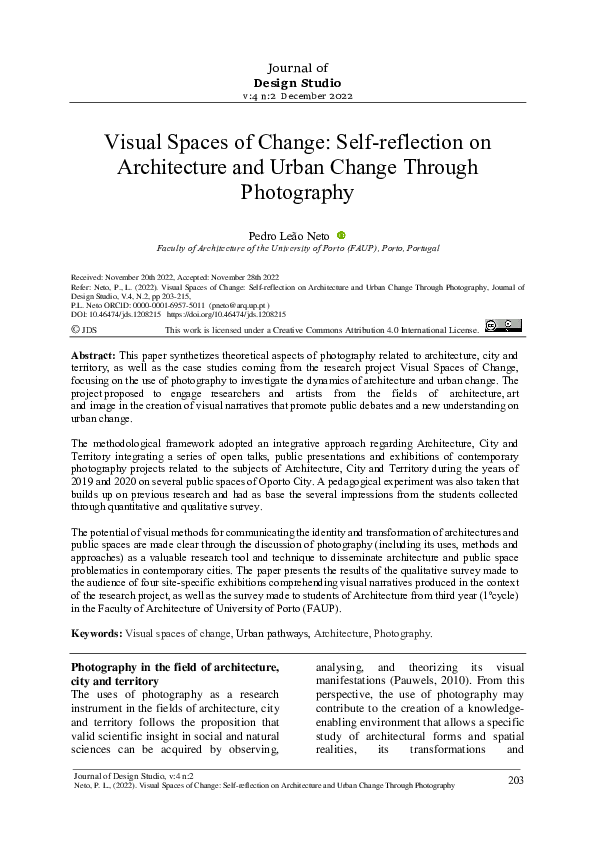(PDF) Visual Spaces of Change: Self-reflection on Architecture and ...