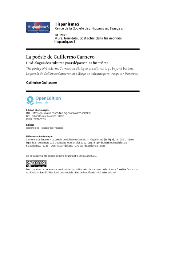 (PDF) La poésie de Guillermo Carnero