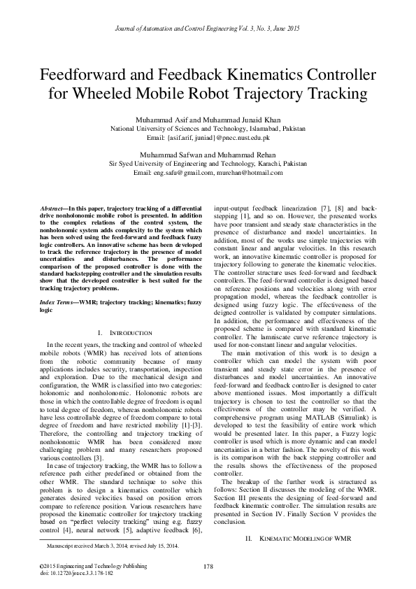 (PDF) Feedforward and Feedback Kinematics Controller for Wheeled Mobile Robot Trajectory Tracking