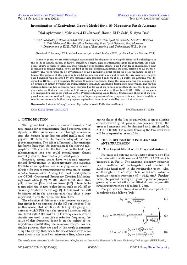 (PDF) Investigation of Equivalent Circuit Model for a 5G Microstrip ...