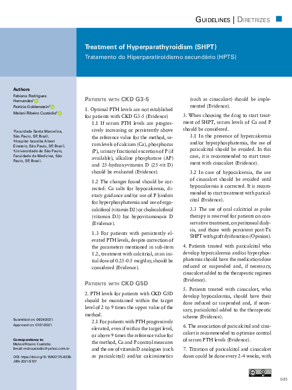 (PDF) Treatment of Hyperparathyroidism (SHPT)