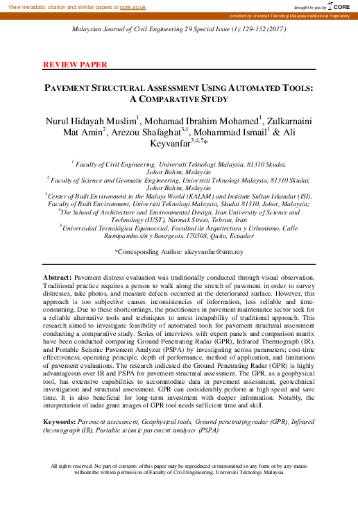 (PDF) Pavement structural assessment using automated tools: a comparative study