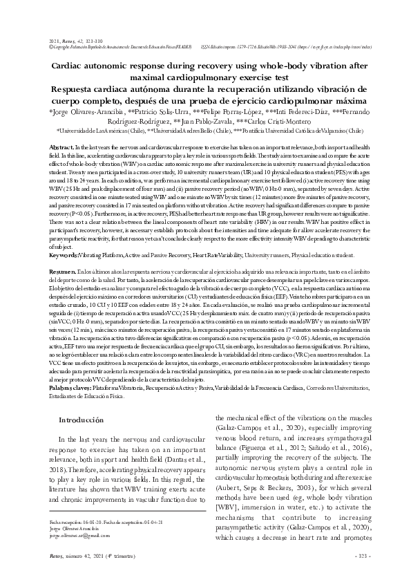 (PDF) Cardiac autonomic response during recovery using whole-body vibration after maximal ...