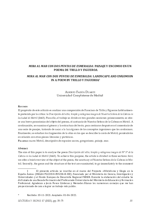 (PDF) MIRA AL MAR CON DOS PUNTAS DE ESMERALDA: PAISAJE Y ENCOMIO EN UN ...