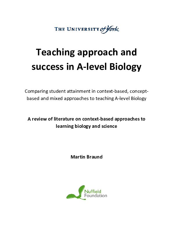 (PDF) Teaching approach and success in A-level Biology
