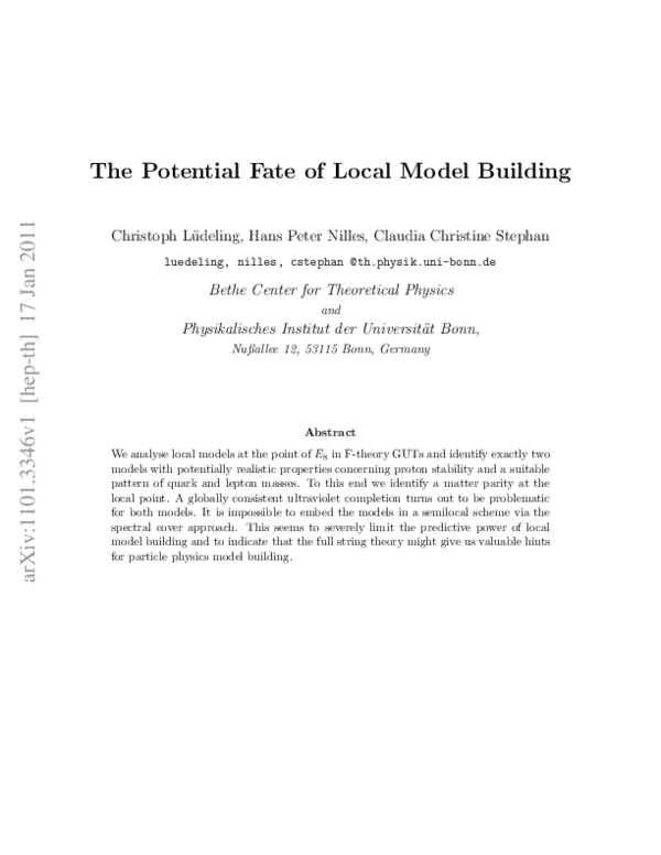 (PDF) Potential fate of local model building
