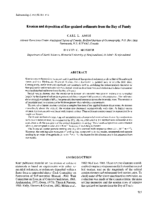 (PDF) Erosion and deposition of fine-grained sediments from the Bay of ...