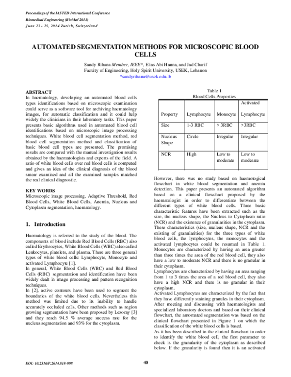 (PDF) Automated Segmentation Methods for Microscopic Blood Cells | Sandy Rihana - Academia.edu