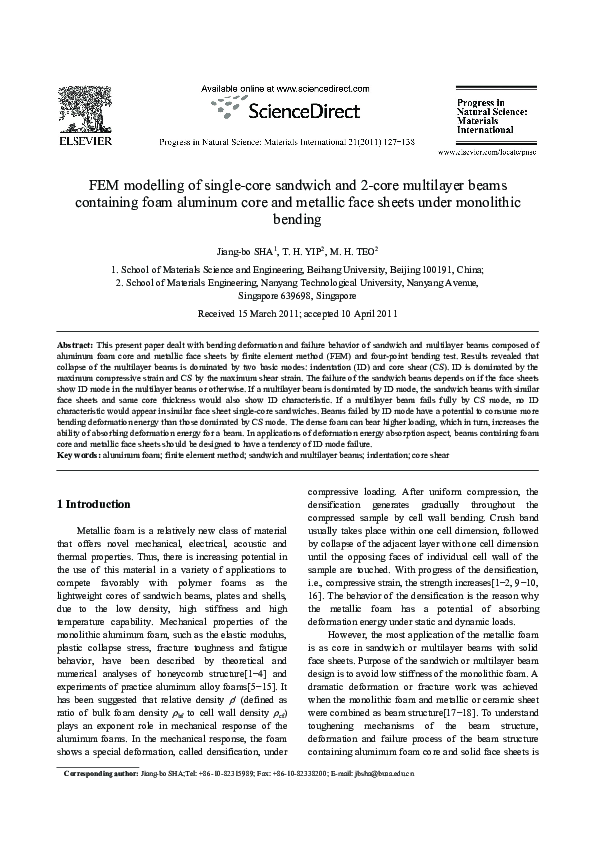 (PDF) FEM modelling of single-core sandwich and 2-core multilayer beams ...