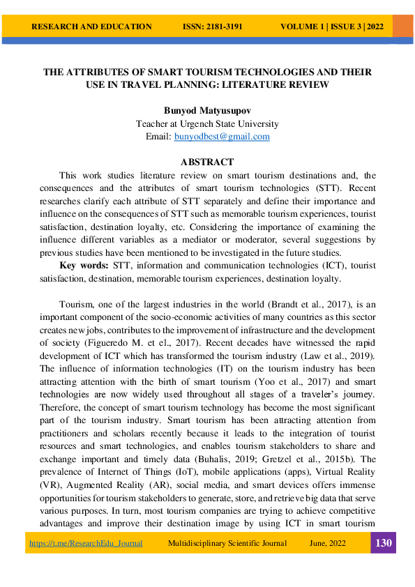 (PDF) The Attributes of Smart Tourism Technologies and Their Use in ...