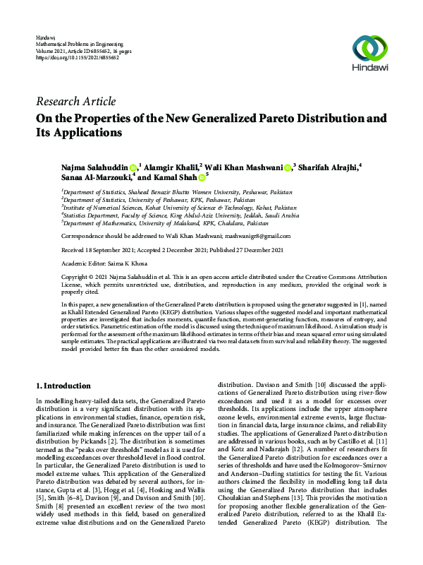 Pdf On The Properties Of The New Generalized Pareto Distribution And Its Applications