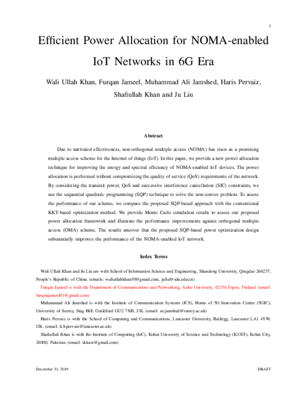 (PDF) Efficient power allocation for NOMA-enabled IoT networks in 6G era