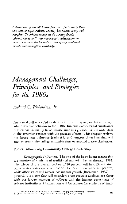 (PDF) Management Challenges, Principles, and Strategies for the 1980s