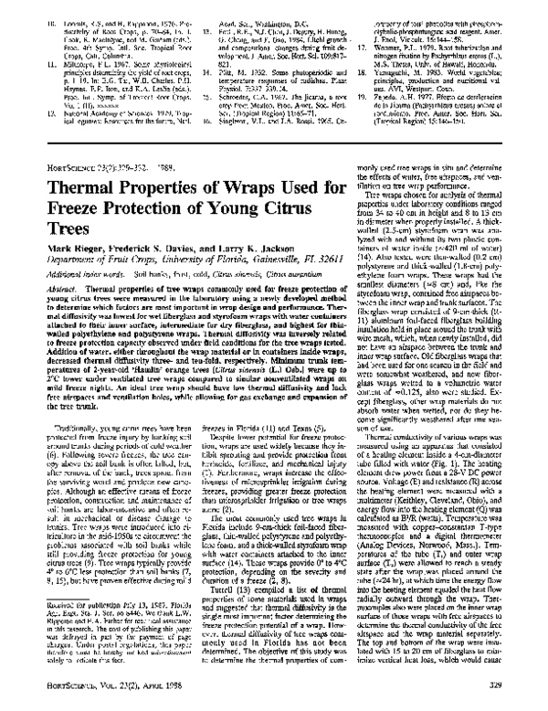 (PDF) Thermal Properties of Wraps Used for Freeze Protection of Young ...