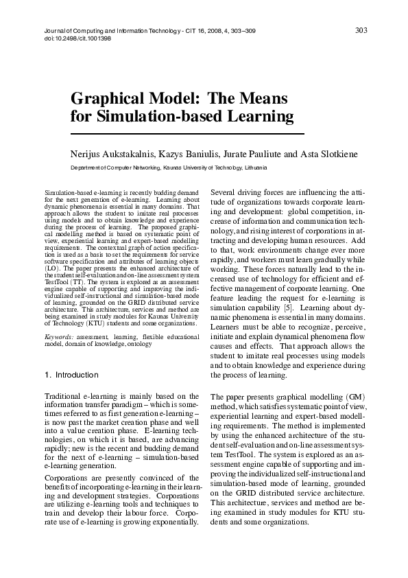 (PDF) Graphical model: The means for simulation-based learning | Kazys ...