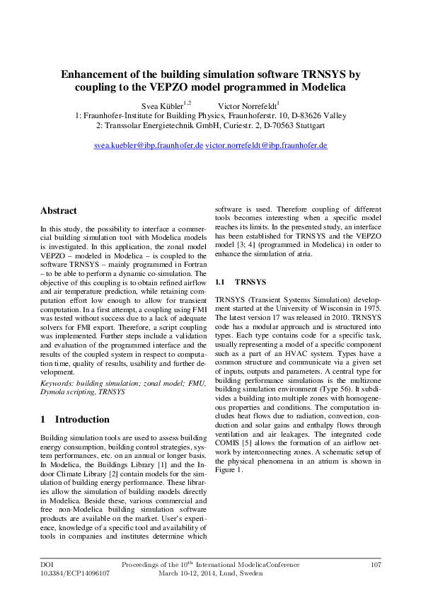 (PDF) Enhancement of the building simulation software TRNSYS by coupling to the VEPZO model ...