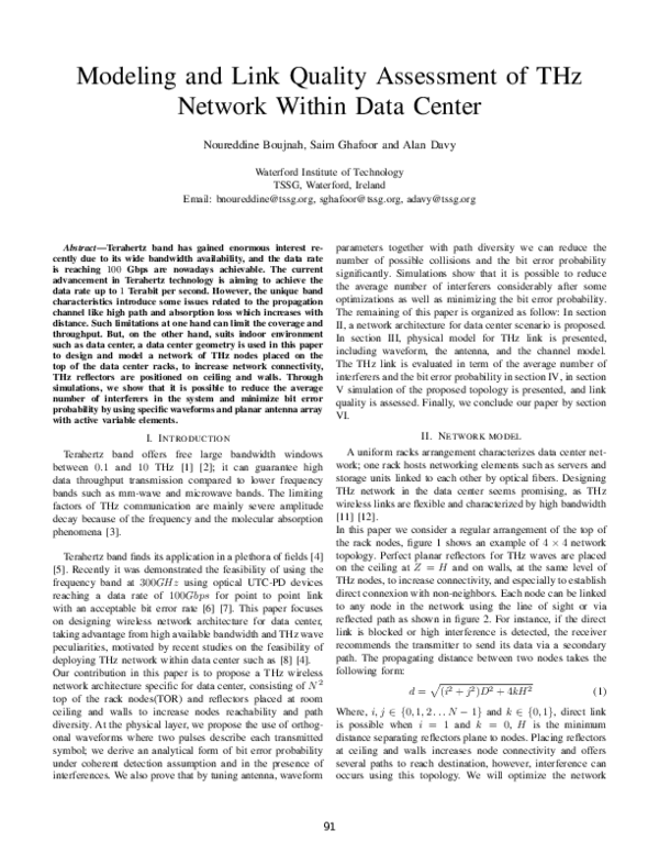 (PDF) Modeling and Link Quality Assessment of THz Network Within Data Center