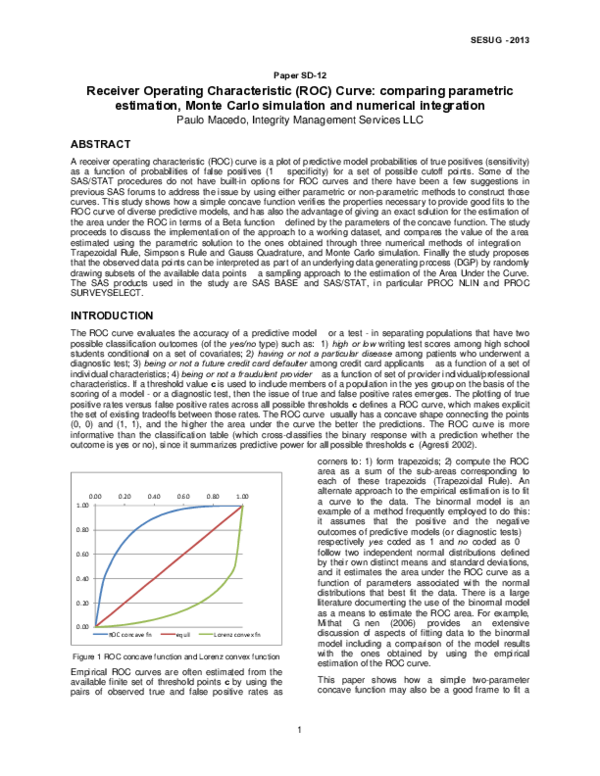 (PDF) Receiver Operating Characteristic (ROC) Curve: comparing ...
