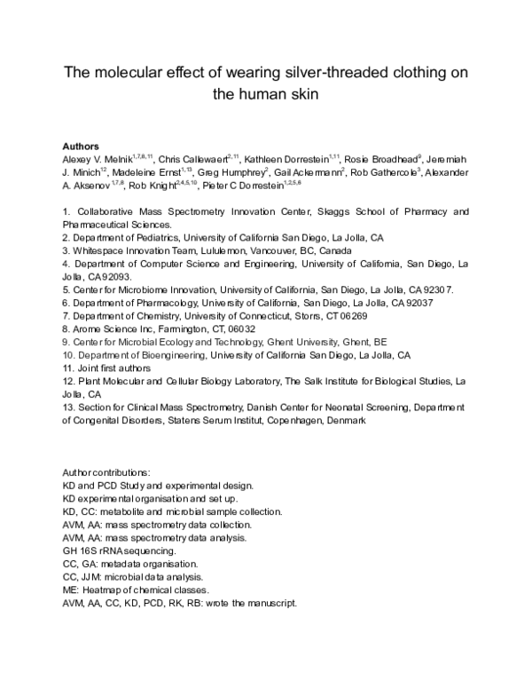 (PDF) The molecular effect of wearing silver-threaded clothing on the ...